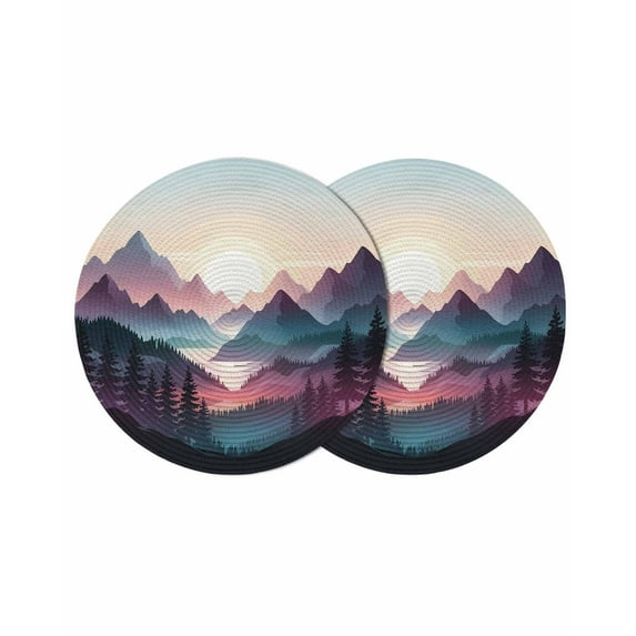 Abstract Landscape Mountain Sunrise Round Table Placemats set of 2 ...