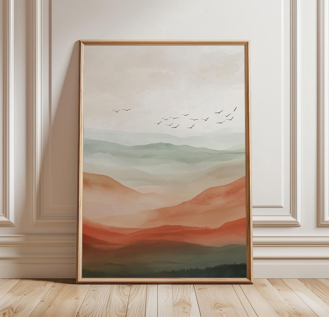 Abstract Landscape Mountain Sunset Minimal Nature Scandinavian Neutral ...