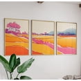 Abstract Landscape Orange Pink Modern Illustration Triptych Version Two ...
