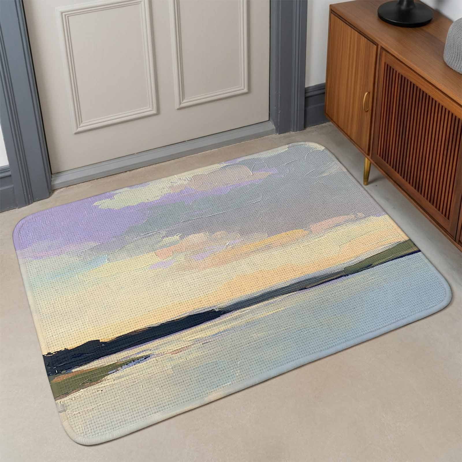 Abstract Landscape Painting Front Door Mat Indoor Entrance, Blue ...