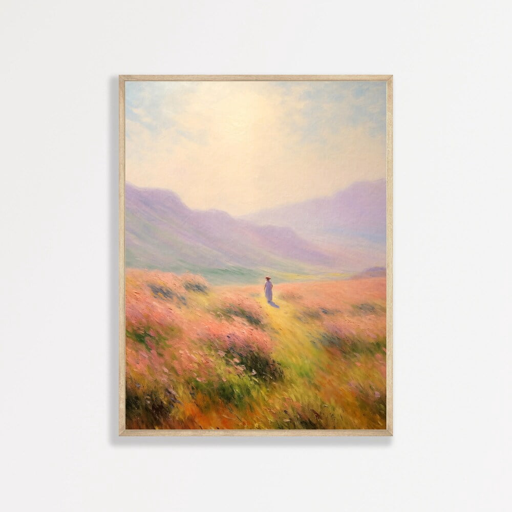 Abstract Landscape Painting Retro Countryside Nature Art Print Minimal ...