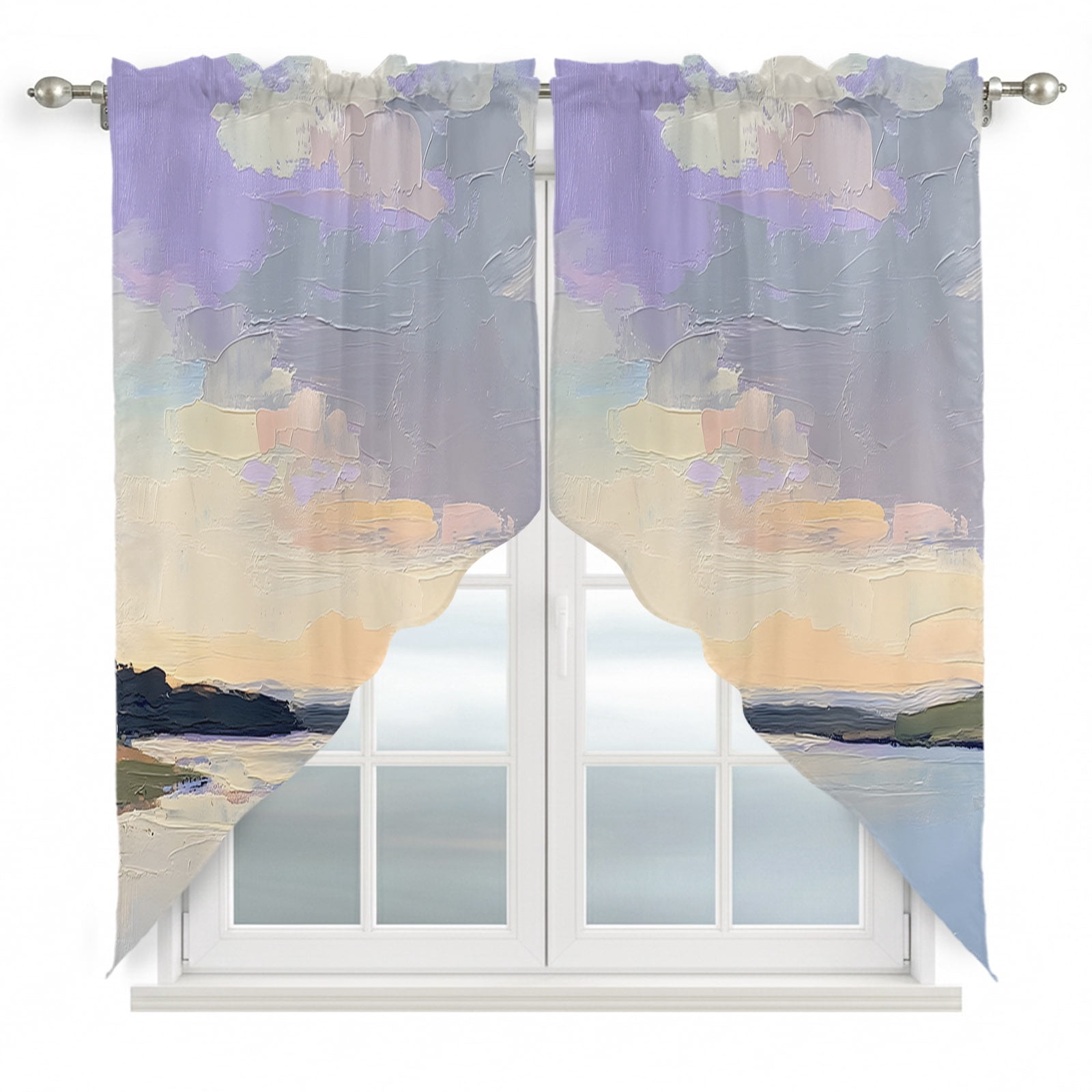 Abstract Landscape Painting Swag Valances for Windows 63 inches Long ...