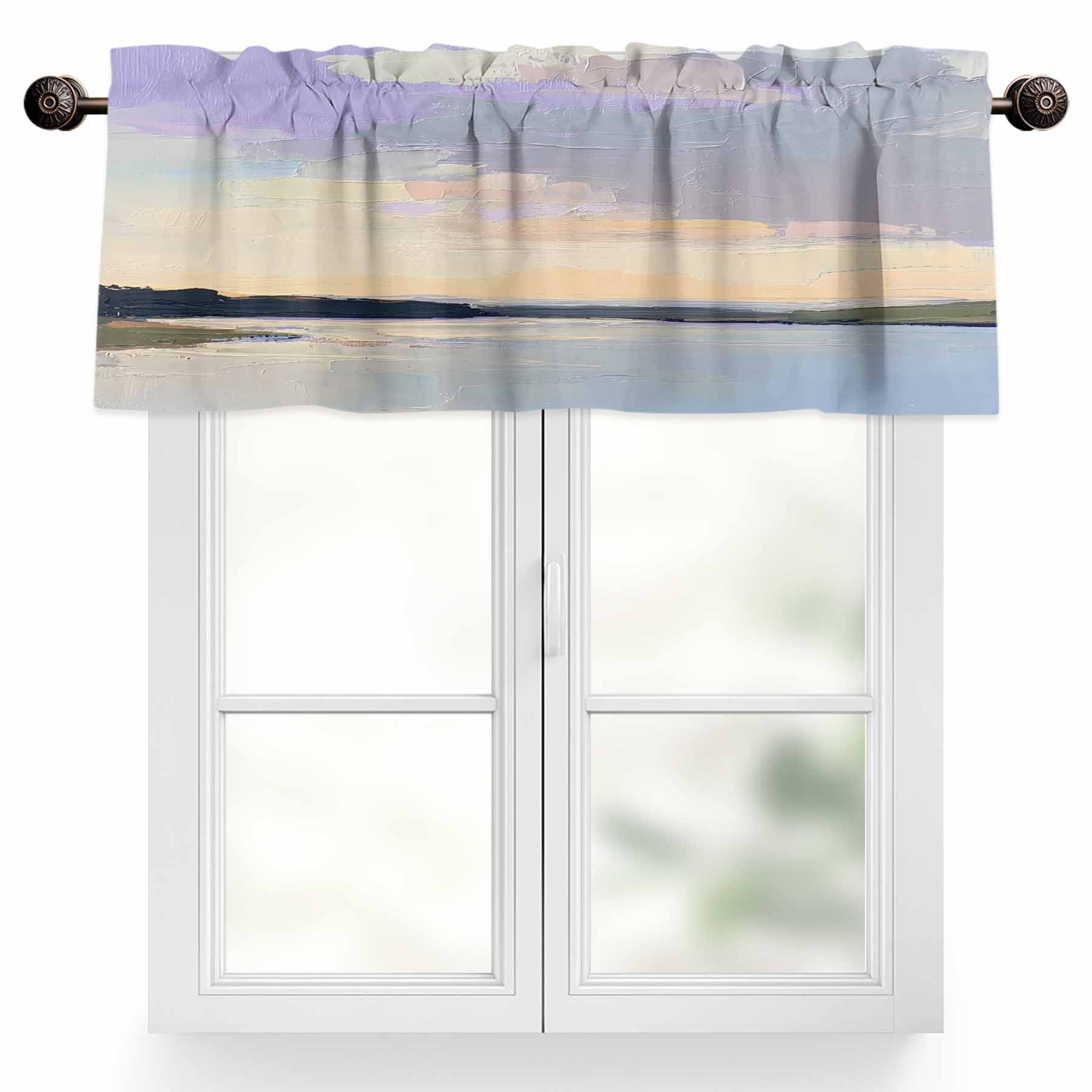 Abstract Landscape Painting Valances for Windows, 60 x 18in, Blue ...