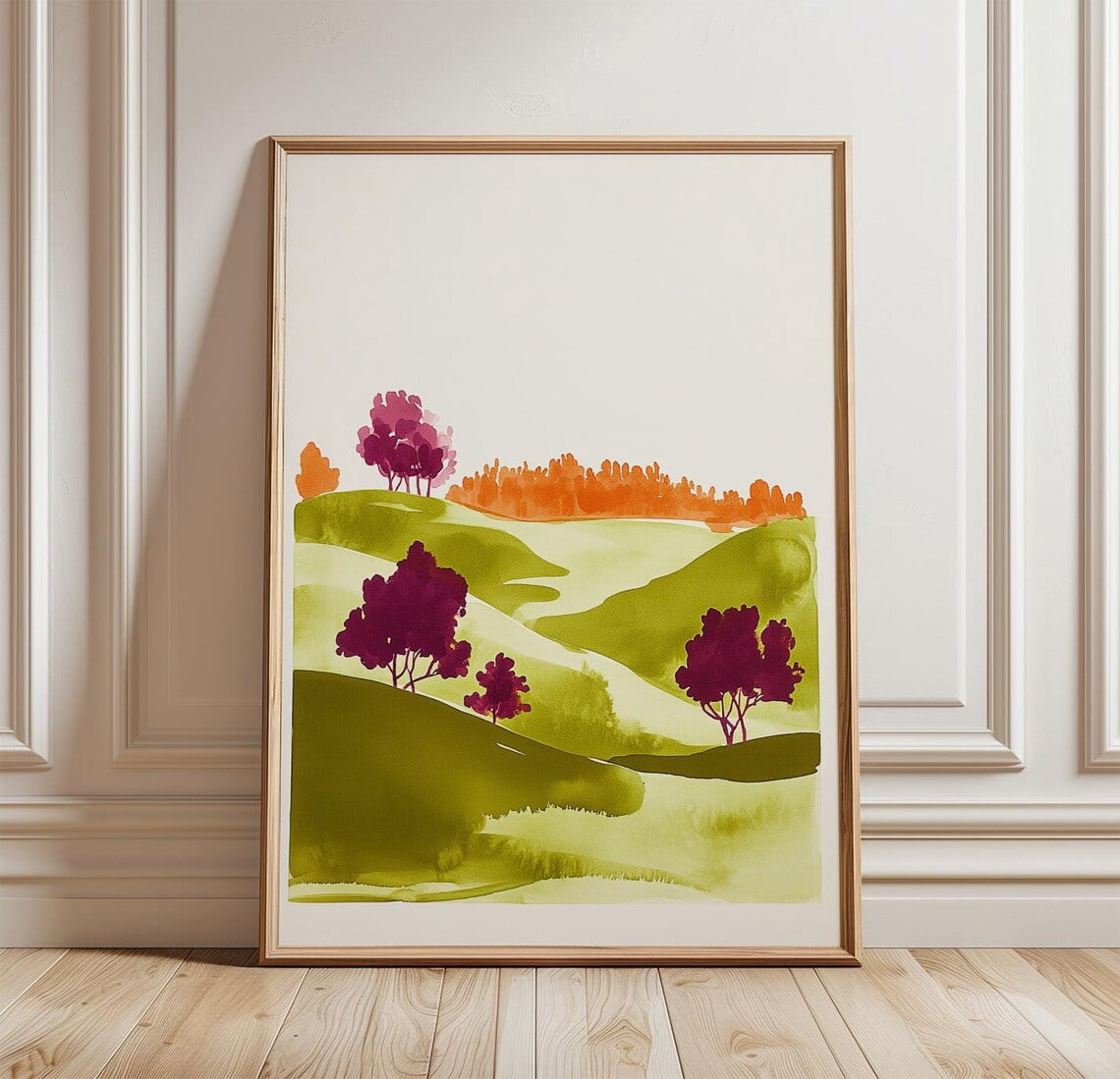 Abstract Landscape Poster Green Hills Art Minimal Nature Wall Decor ...