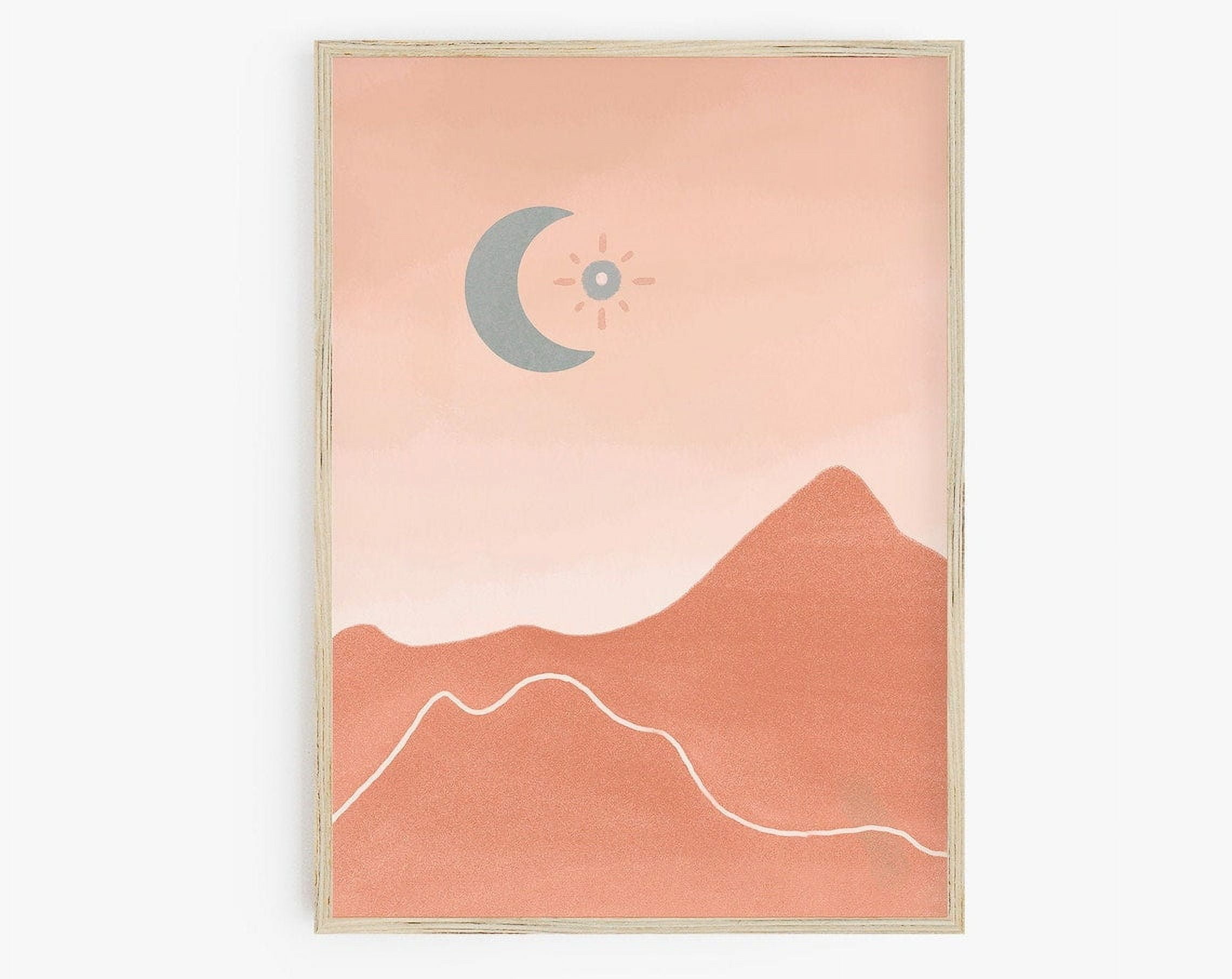 Abstract Landscape Print, Desert Moon Art, Boho Nursery Decor, Blush ...