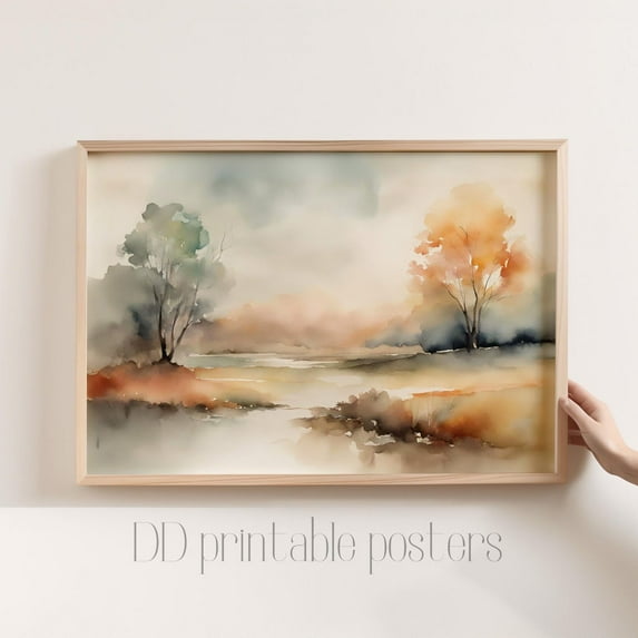 Abstract Landscape Print Soft Color Minimalist Wall Art Home Decor ...