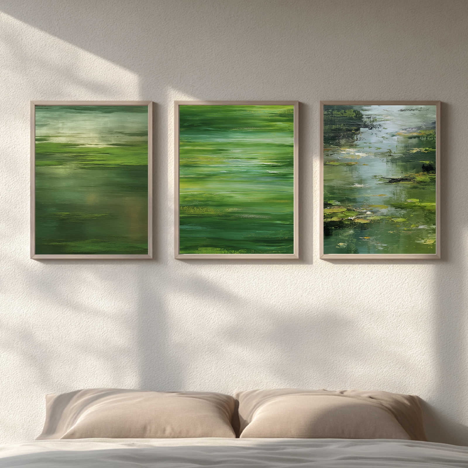 Abstract Landscape Summer Green Pond Canvas Painting Print Wall Art for ...
