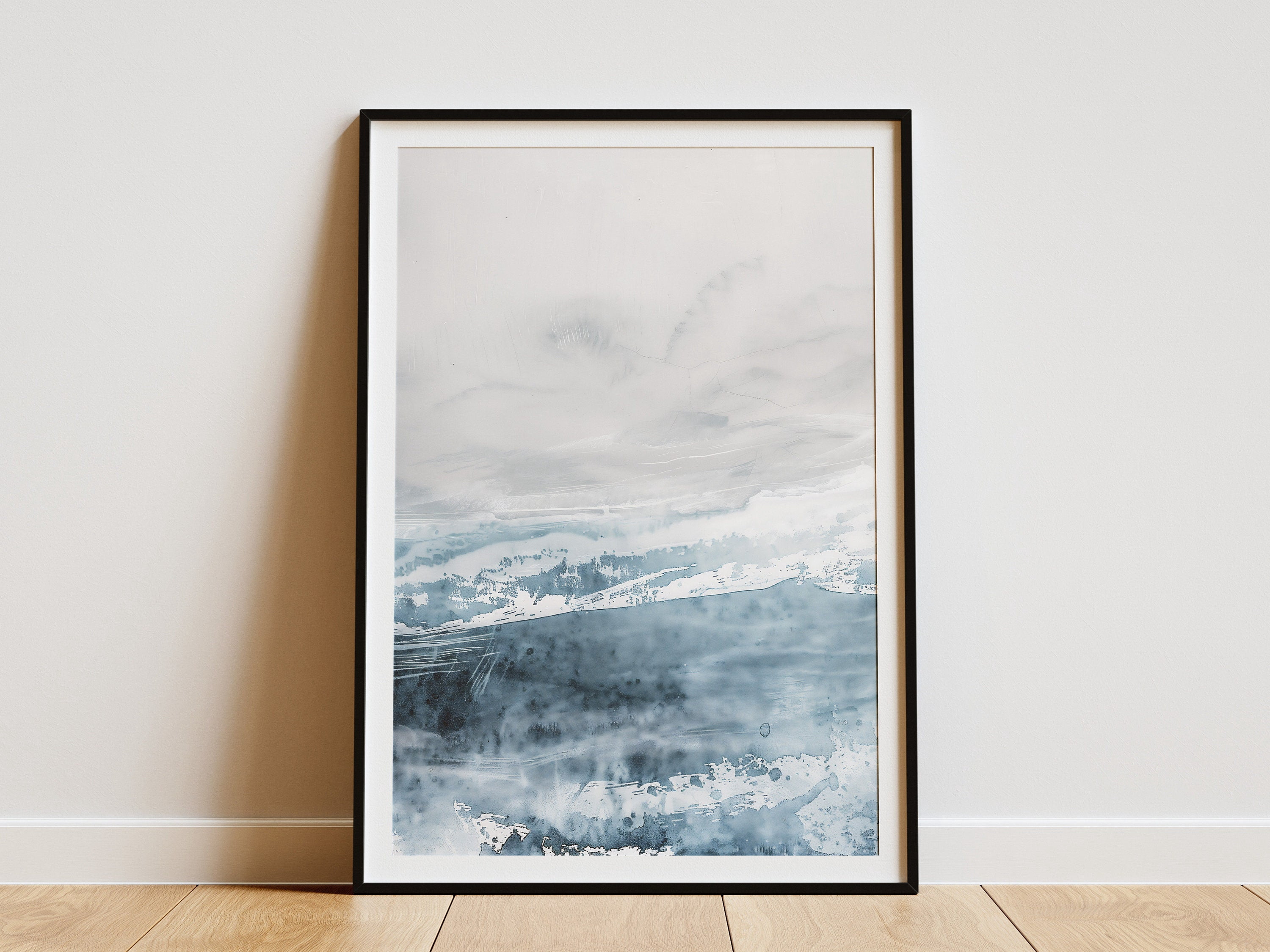 Abstract Landscape Wall Art Print Minimalist Blue Watercolor Art Boho ...