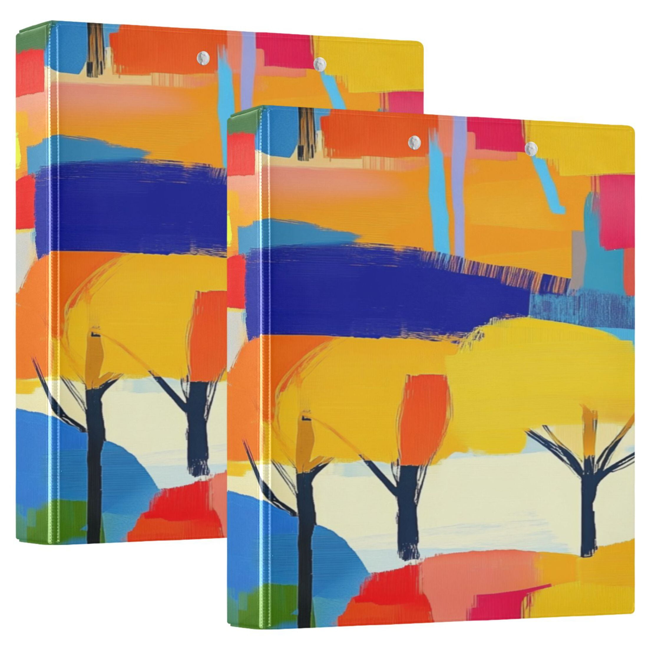 Abstract Landscape with Trees 3 Ring Hardcover Binders 1.5in Round ...