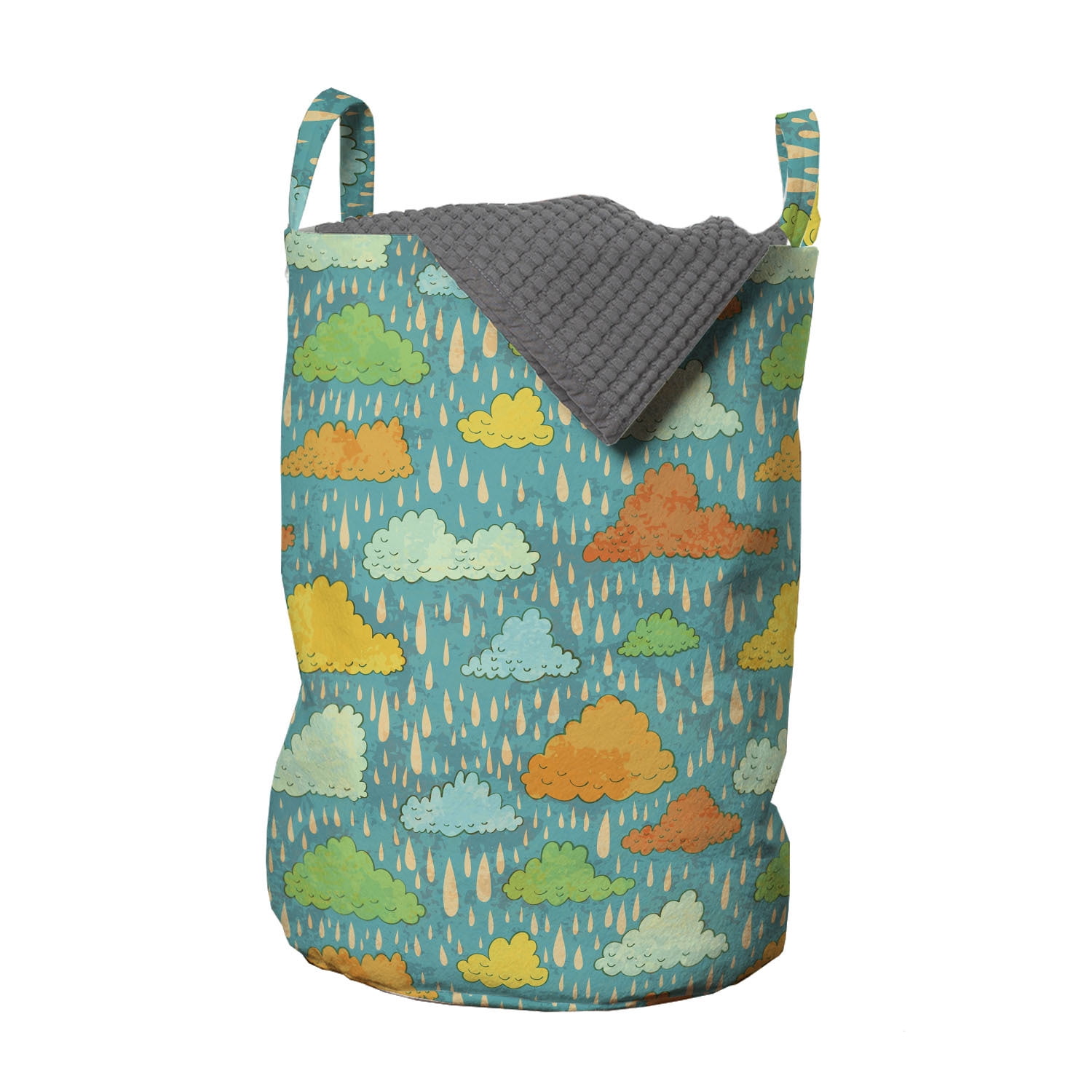 Abstract Laundry Bag, Funk Art Figurative Sloppy Fluffy Rain Clouds on ...