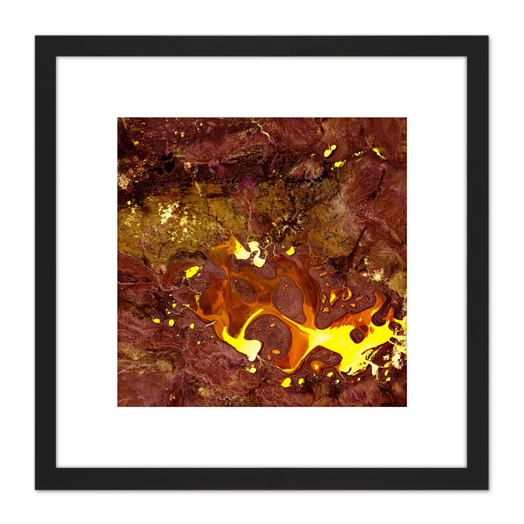 Abstract Lava Magma Paint Swirls 8X8 Inch Square Wooden Framed Wall Art ...