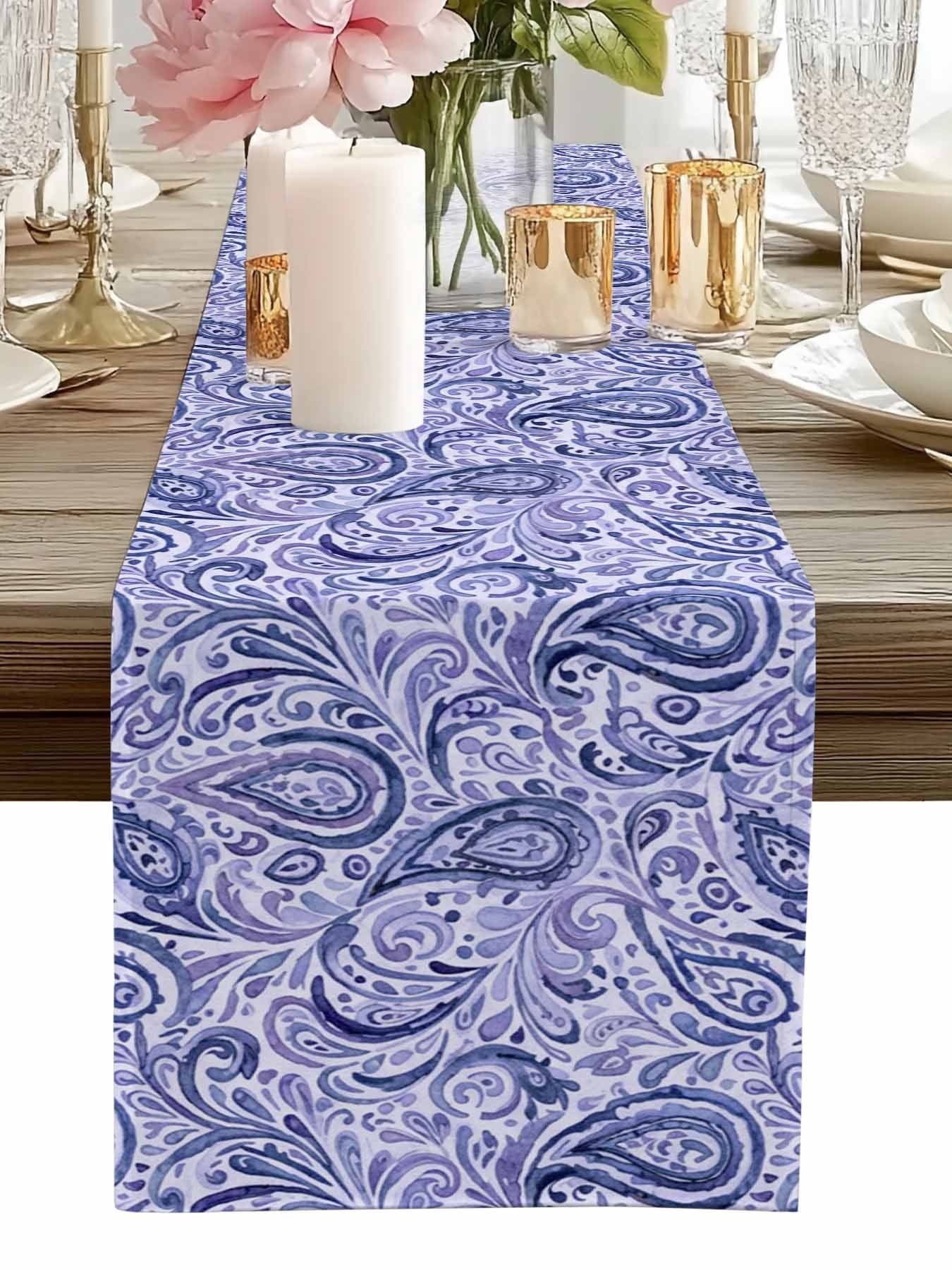Abstract Lavender Paisley Floral Table Runner-60 Inch Long Traditional ...