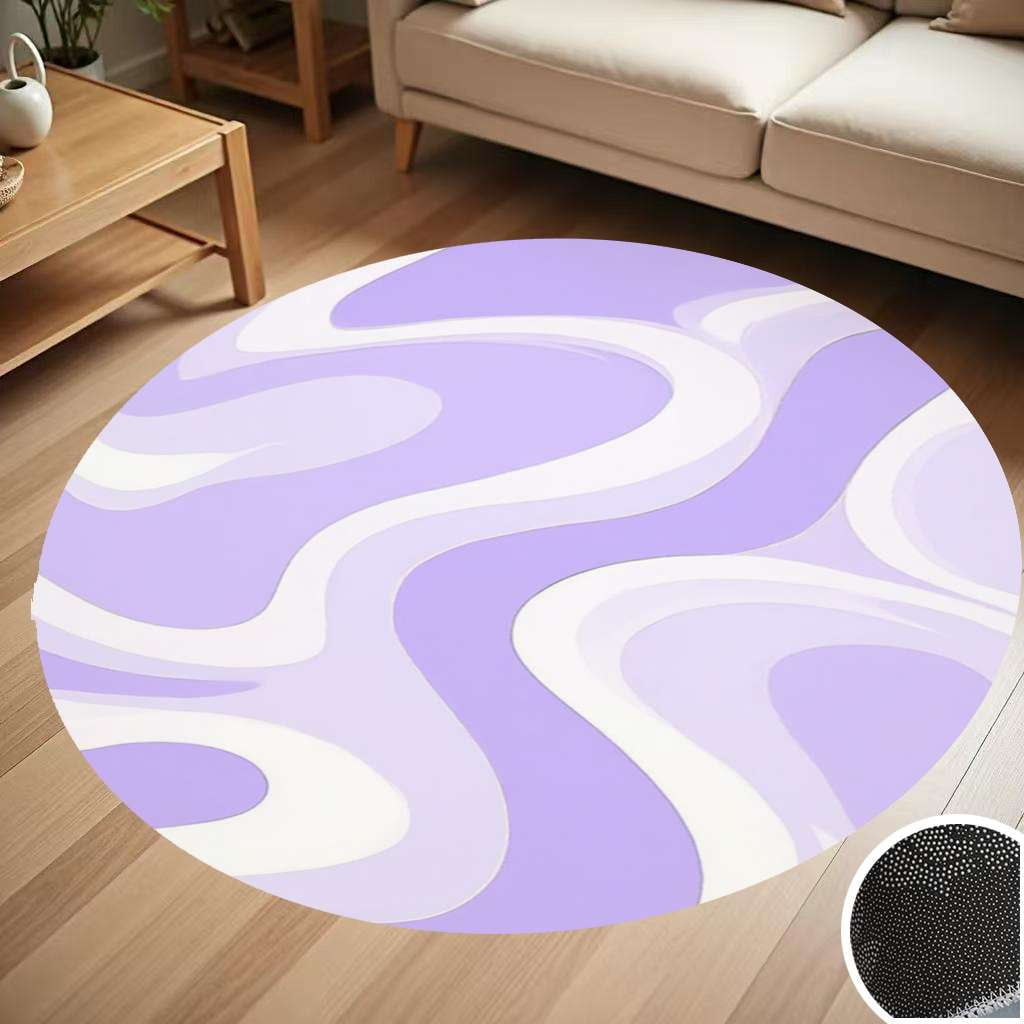 Abstract Lavender Wavy Design Round Carpet Living Room Bedroom Home ...