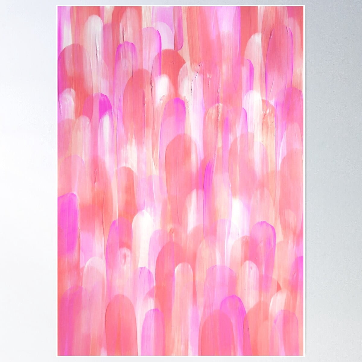 Abstract Layered Brush Warm Shade Red Orange Pink Poster Wall Art ...