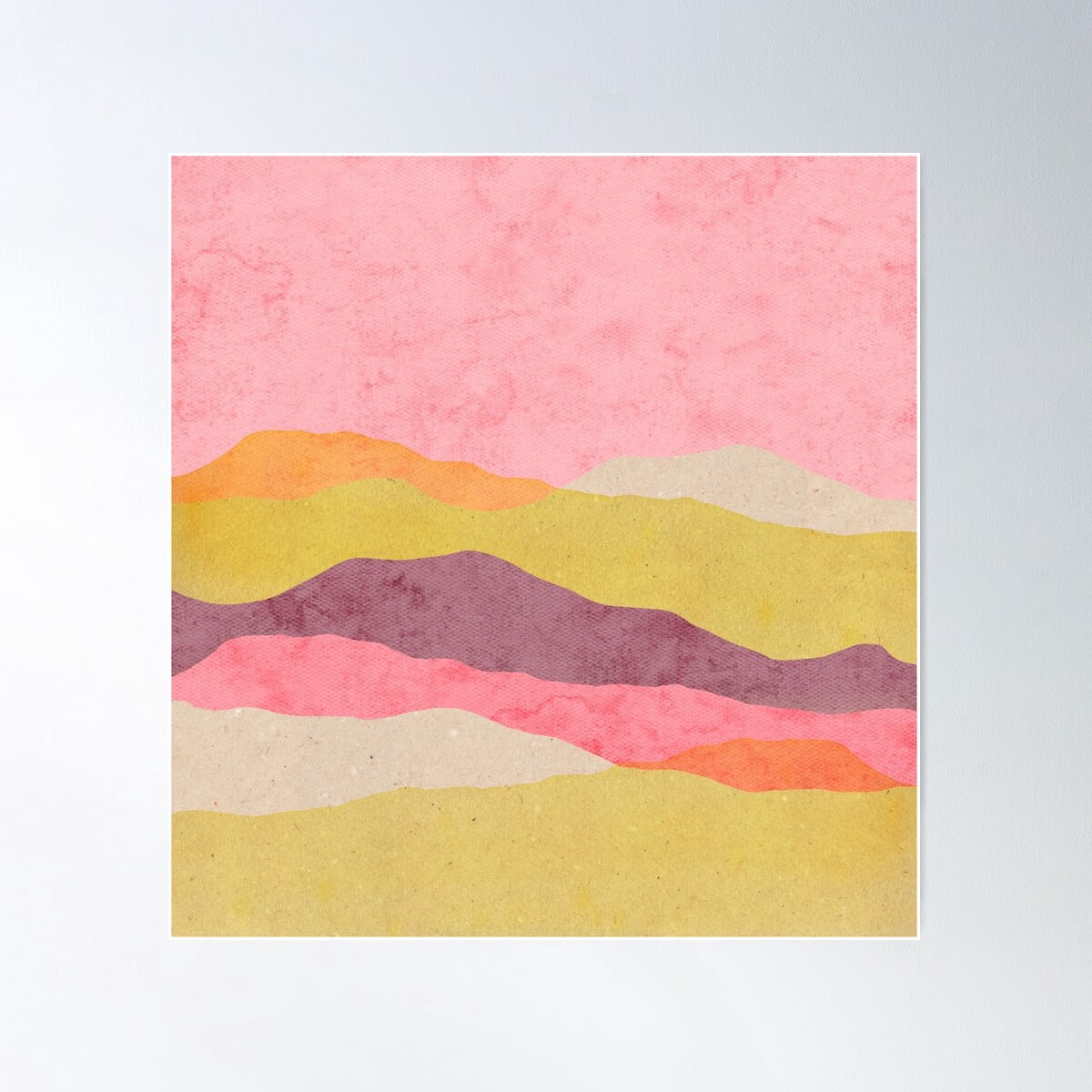 Abstract Layered Paper Landscape In Warm Tones Poster Wall Art, Modern ...
