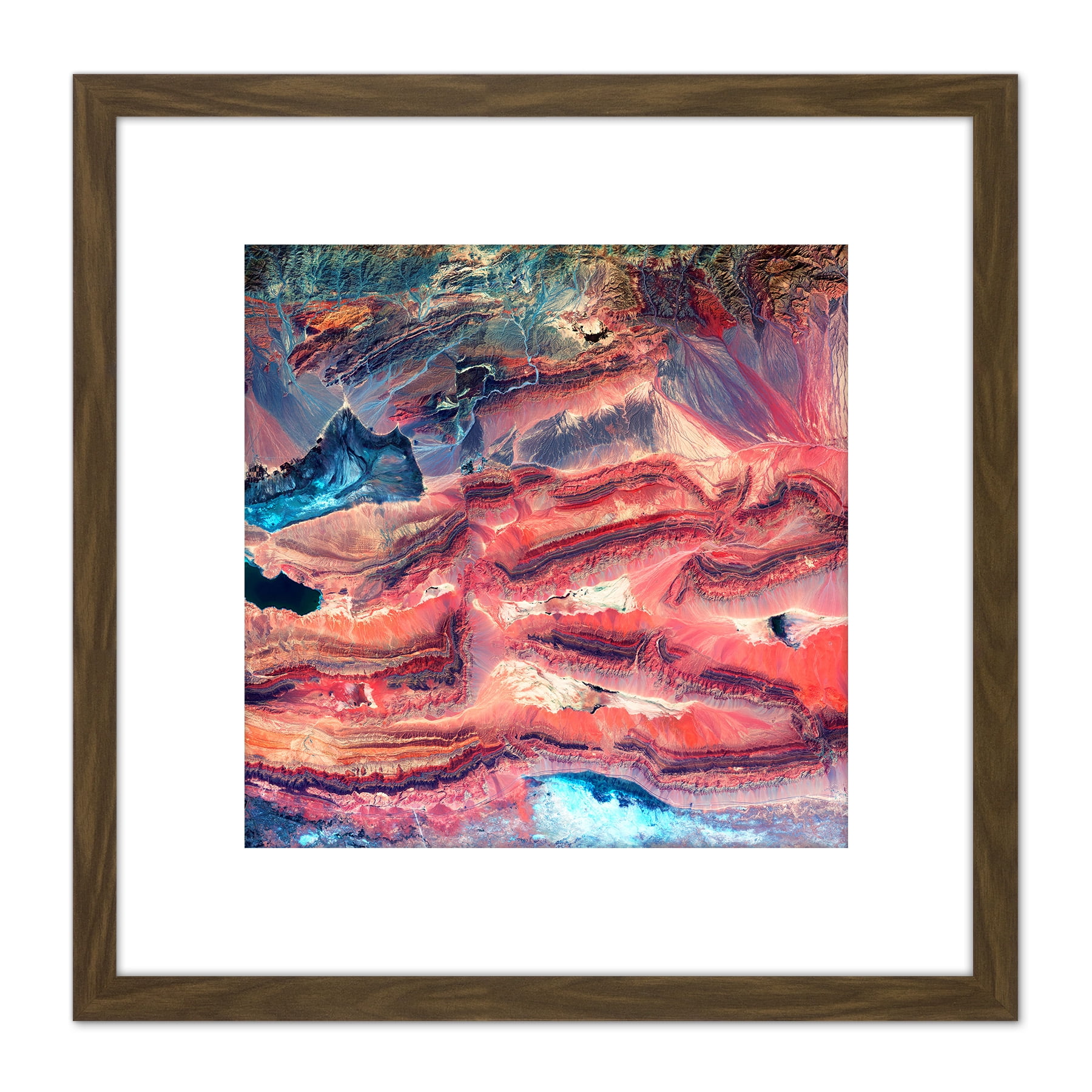 Abstract Layers Mountain Ridges 8X8 Inch Square Wooden Framed Wall Art ...