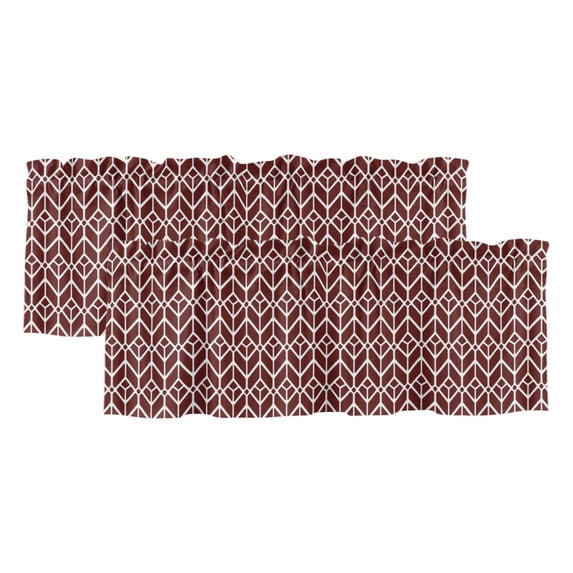 Abstract Leaf 2 Panels Kitchen Valance, Art Abstract Geometric Red ...