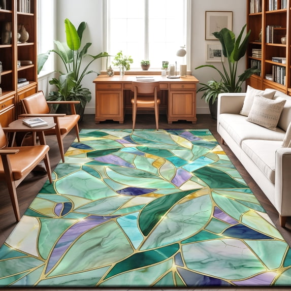 Abstract Leaf 3'x5' Rug for Bedroom Foot of Bed Small Living Room ...