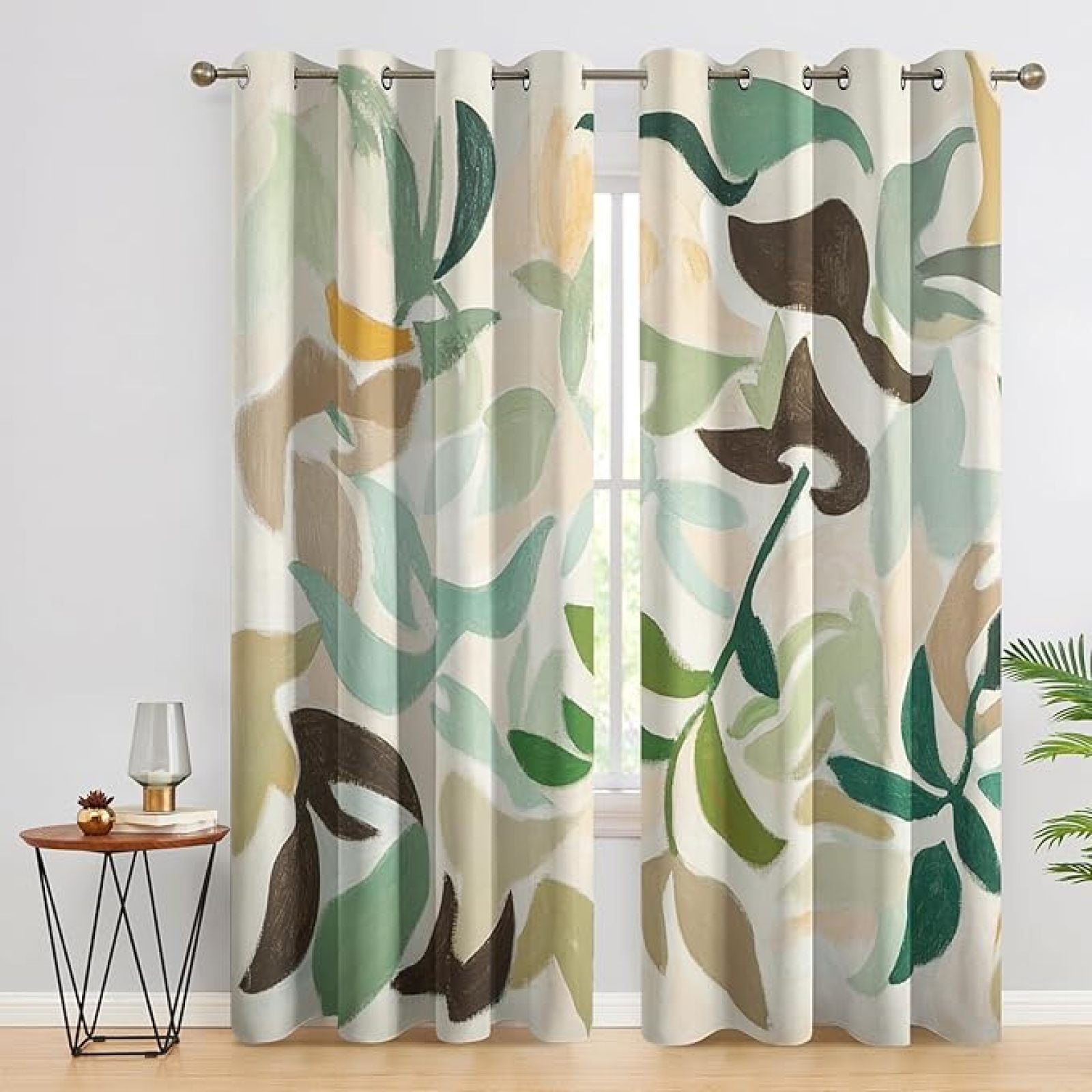 Abstract Leaf Blackout Curtains, Abstract Leaf Curtains For Living Room ...
