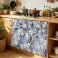 Abstract Leaf Cabinet Curtains 35" W x 35" L Spring Vintage Blue Brown ...