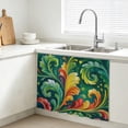 Abstract Leaf Cabinet Curtains for Kitchen 28"W x 35"L, Green Yellow ...