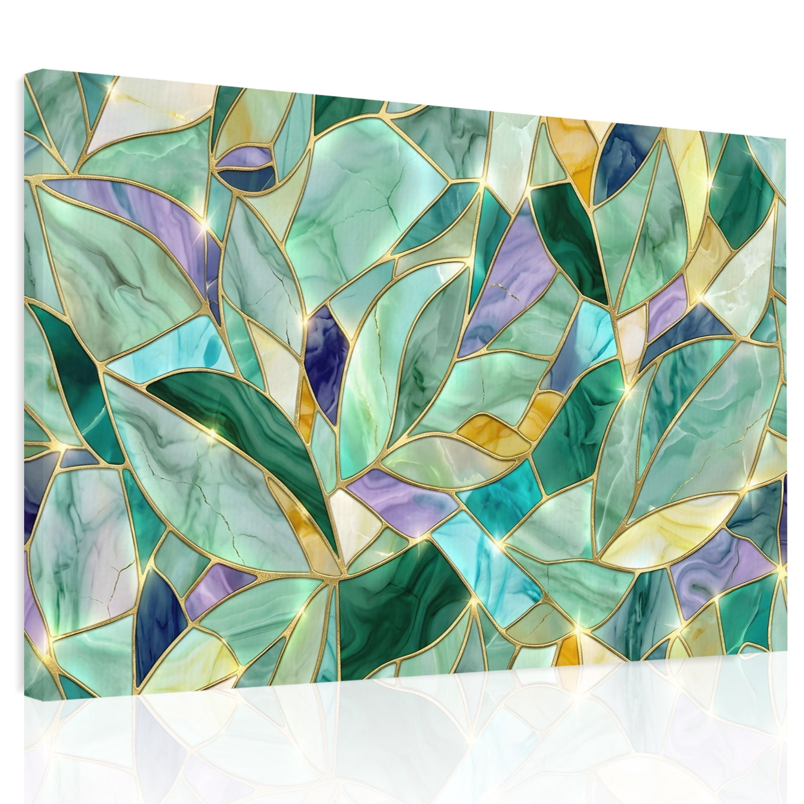Abstract Leaf Canvas Print Wall Art, Crystals Gold Veins Luxury Wall ...