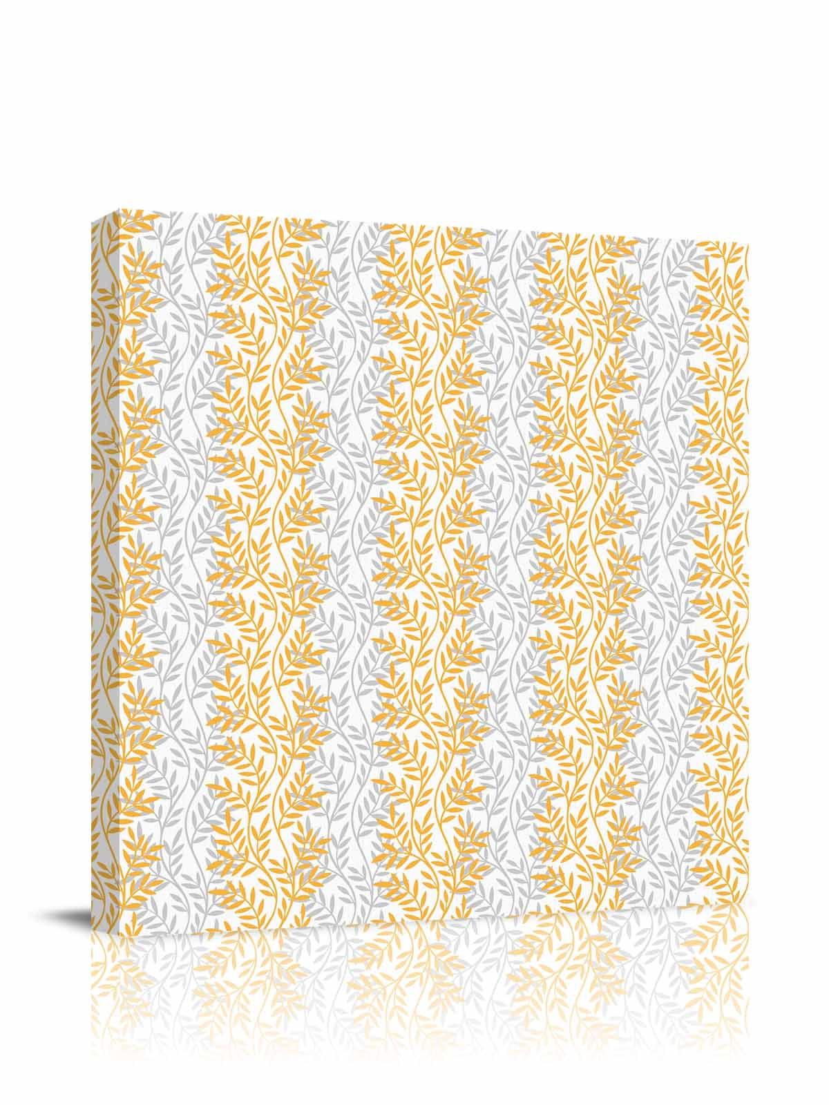 Abstract Leaf Canvas Wall Art, Orange and Grey Gradient Plant Art ...