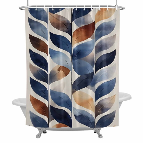 Abstract Leaf Shower Curtain for Bathroom, Retro Colorful Blue Gradient ...