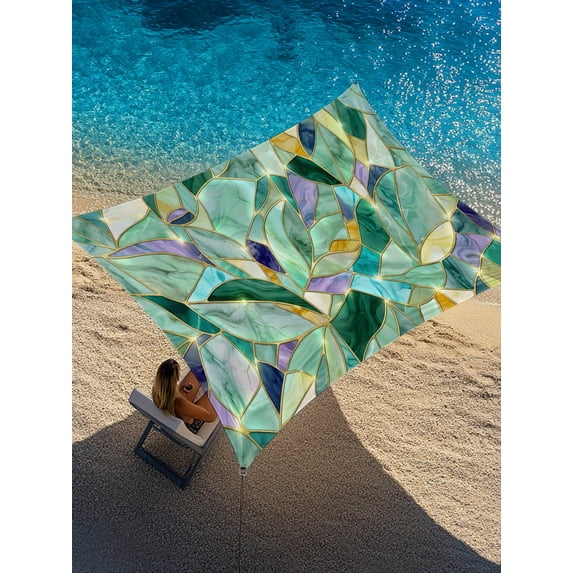 Abstract Leaf Sun Shade Sail 8' x 10', Crystals Gold Veins Luxury ...