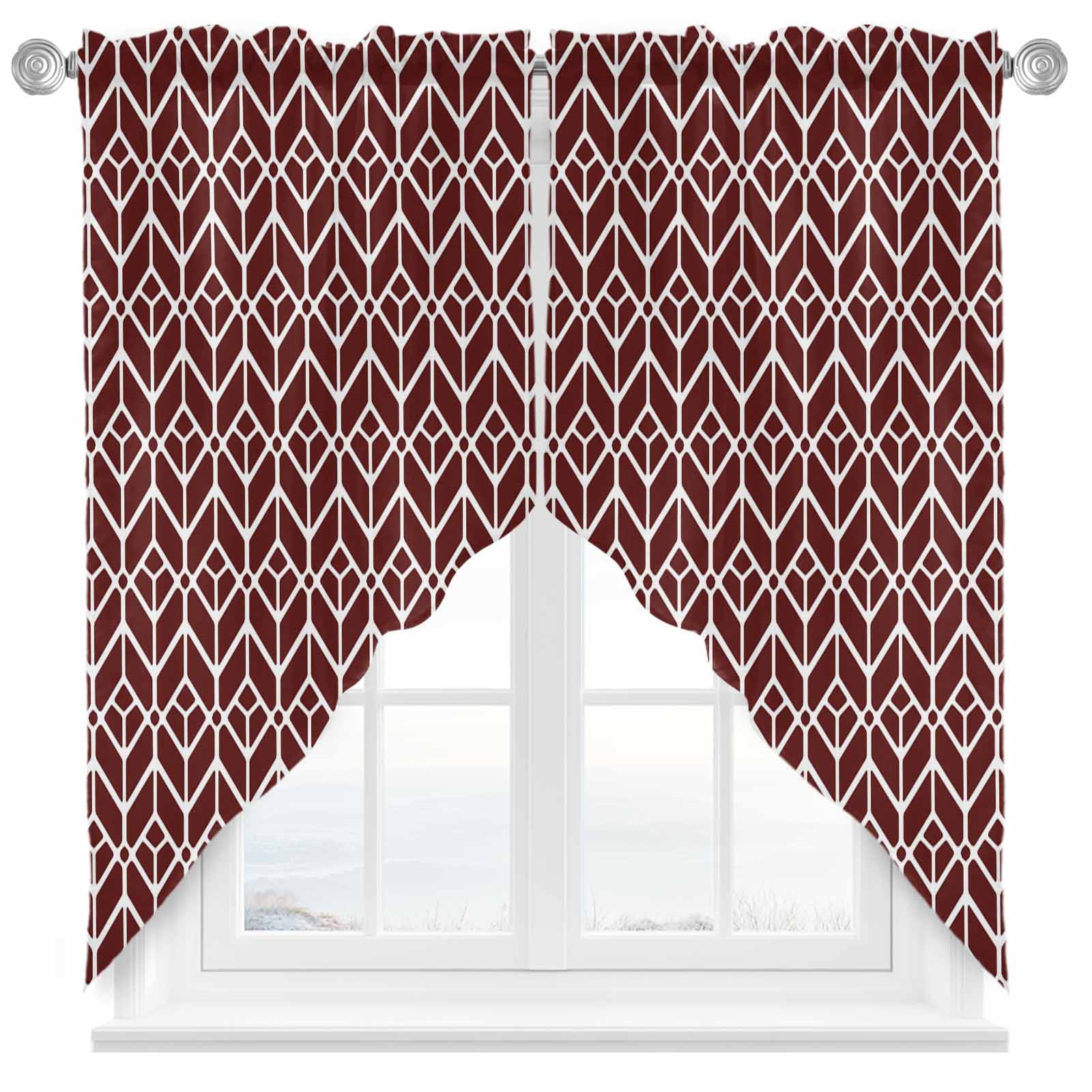 Abstract Leaf Swag Curtain Valance for Windows, Art Abstract Geometric ...