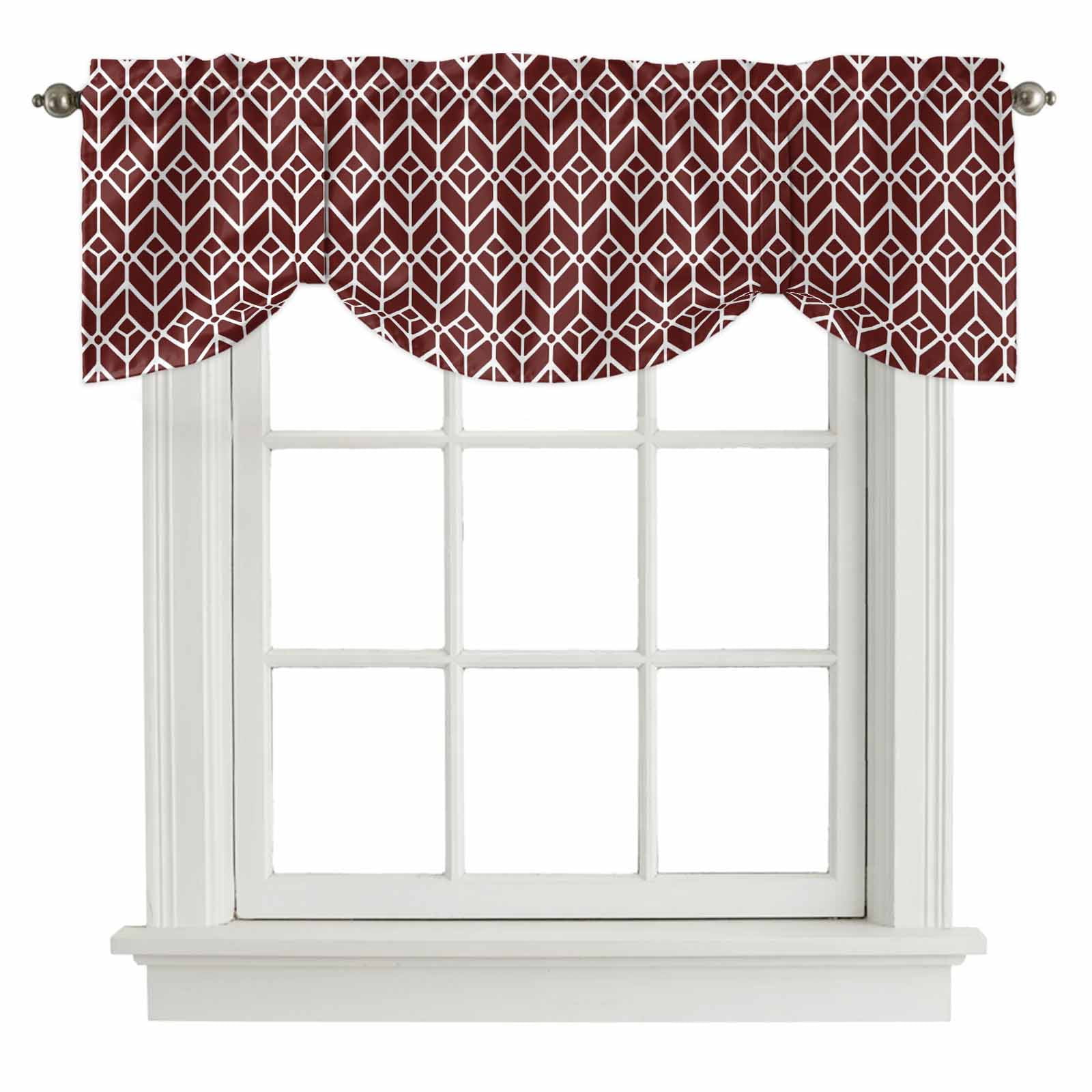 Abstract Leaf Tie Up Valance Curtains Art Abstract Geometric Red Leaves ...