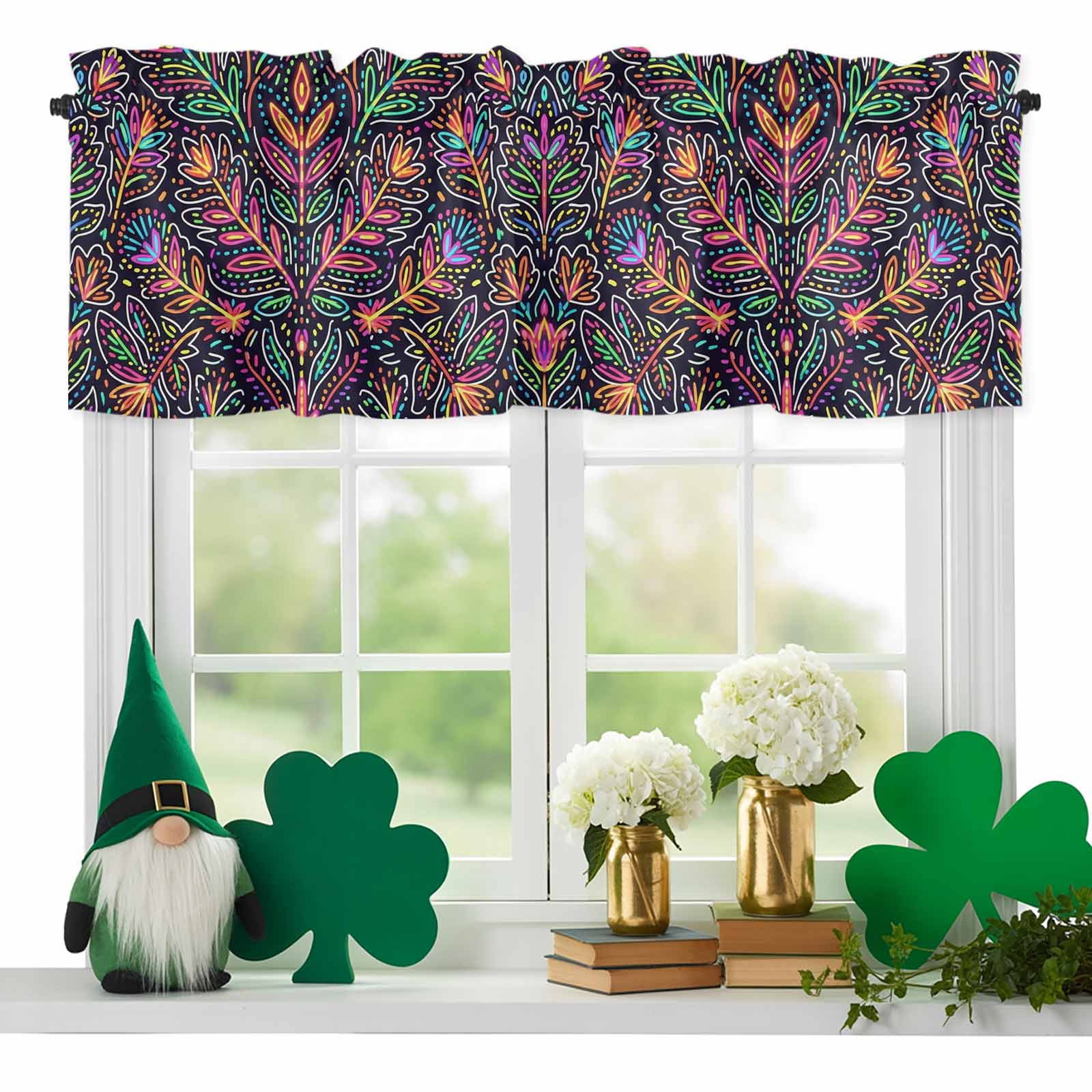 Abstract Leaf Valances for Windows, Retro Abstract Colorful Lines ...
