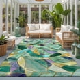 Abstract Leaf Washable Area Rugs 2.7'x5', Crystals Gold Veins Luxury ...
