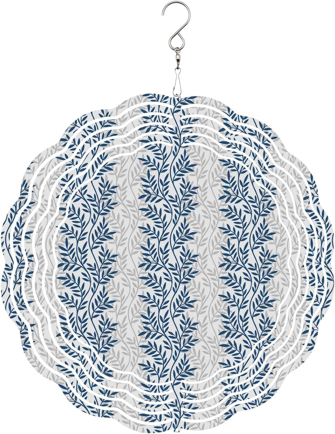 Abstract Leaf Wind Spinners Blue and Grey Gradient Plant Art Hanging ...