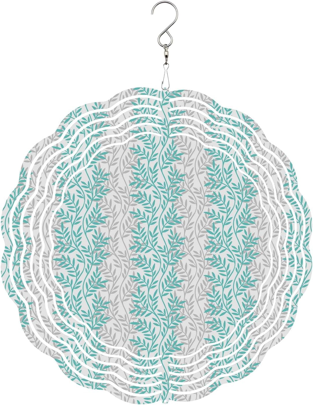 Abstract Leaf Wind Spinners Teal Green and Gray Gradient Plant Art ...