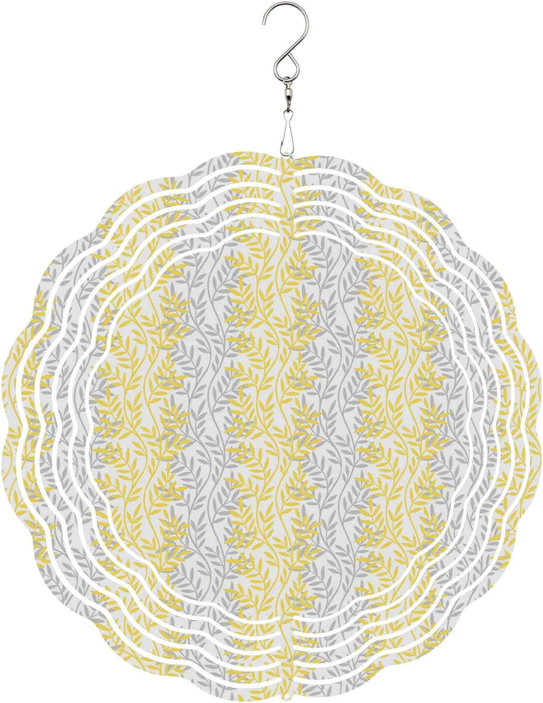 Abstract Leaf Wind Spinners Yellow and Grey Gradient Plant Art Hanging ...
