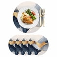 Abstract Leather Placemats Set of 4, 12 Inch, Modern Gold Blue Grey ...
