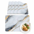 Abstract Leather Placemats Set of 4, 12x18 Inch, Grey White Marble ...