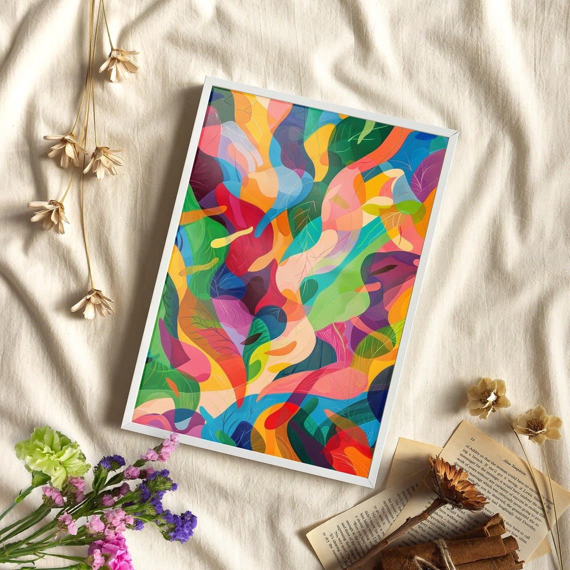 Abstract Leaves Botanical Colorful Design Tropical Leaf Aesthetic Deco ...