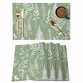 Abstract Leaves Cotton Linen Placemats Set of 4, Sage Green Background ...