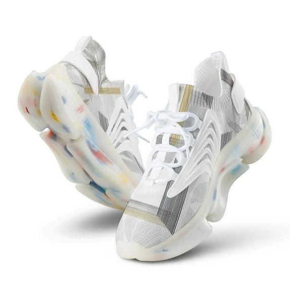 Abstract Leaves Geometric Lines Art Walking Shoes for Men Woman ...