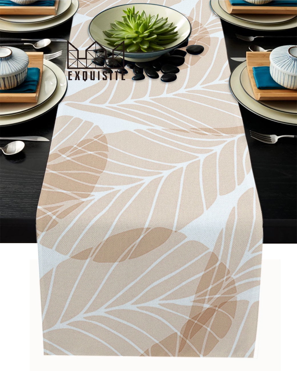 Abstract Leaves Orange Table Runner Decoration Home Decor Dinner Table ...