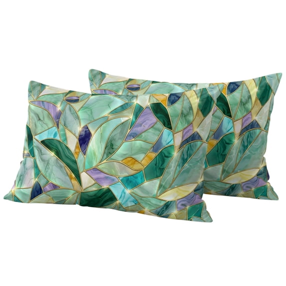 Abstract Leaves Outdoor Waterproof Pillow Covers, Green Leaf Luxury ...
