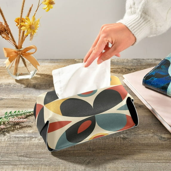 Abstract Leaves Pattern Leather Tissue Box Cover Rectangle Tissue ...