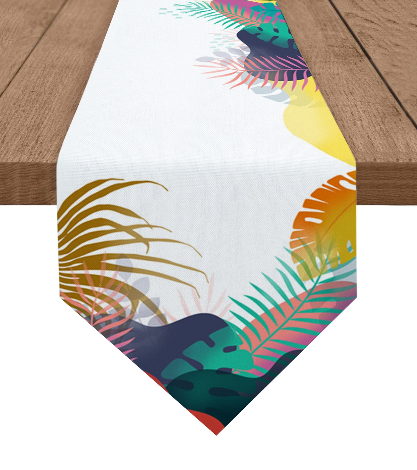 Abstract Leaves Plant Table Runner Luxury Wedding r Tablecloth Holiday ...