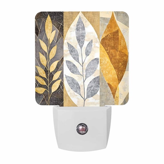 Abstract Leaves Plug-in LED Night Lights Vintage Yellow White Plant ...