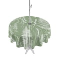 Abstract Leaves Round Outdoor Tablecloth with Umbrella Hole Sage Green ...