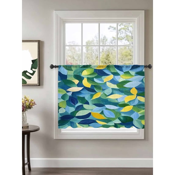Abstract Leaves Sheer Curtains 54 Inch Long 1 Panel Watercolor Yellow ...
