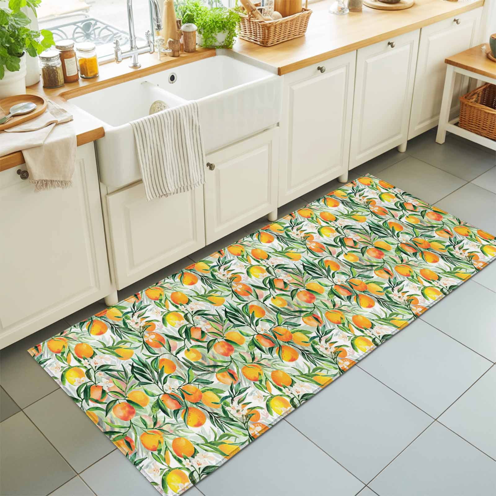 Abstract Lemon White Wildflower Rectangle Rug 2'x6' Farm Gradient Fruit ...