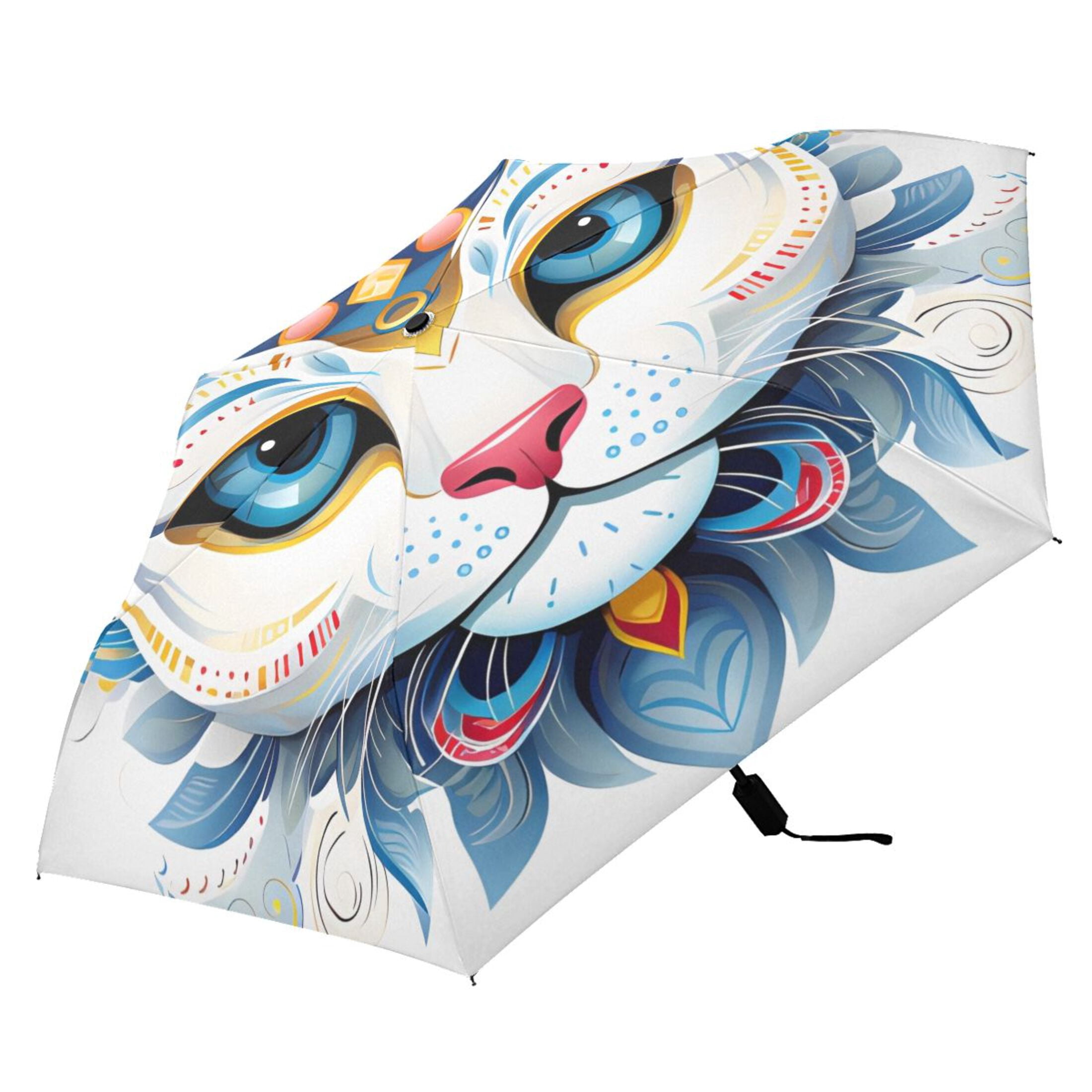 Abstract Leopard Compact Folding Umbrella for Rain Windproof Travel ...